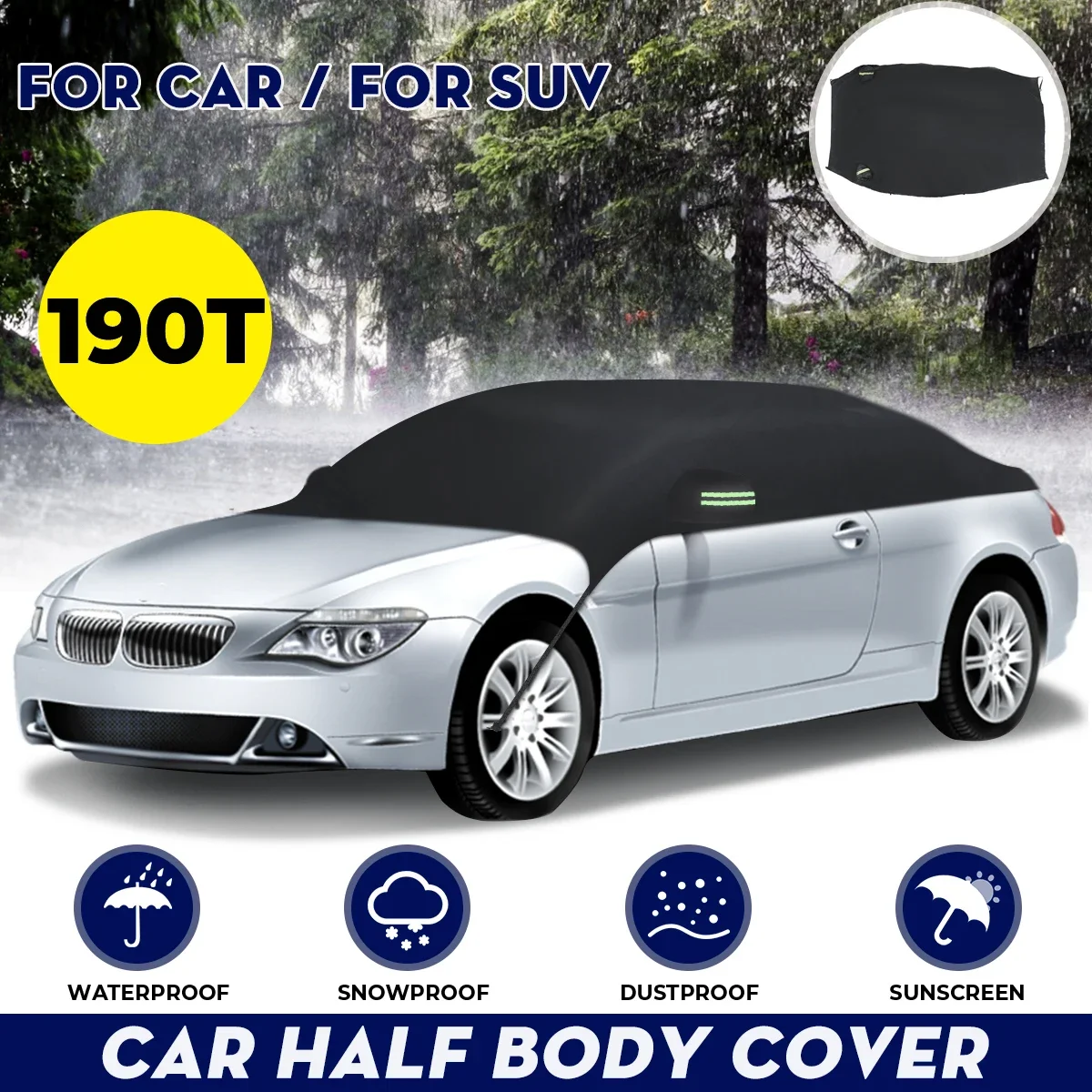 190T-Waterproof-Car-Half-Body-Cover-Sun-Shade-Sunscreen-UV-Snow ...