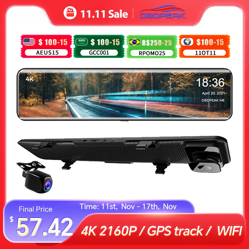 3840-2160P-4K-DashCam-WIFI-415-Car-DVR-Video-Recorder-Rearview-Mirror ...