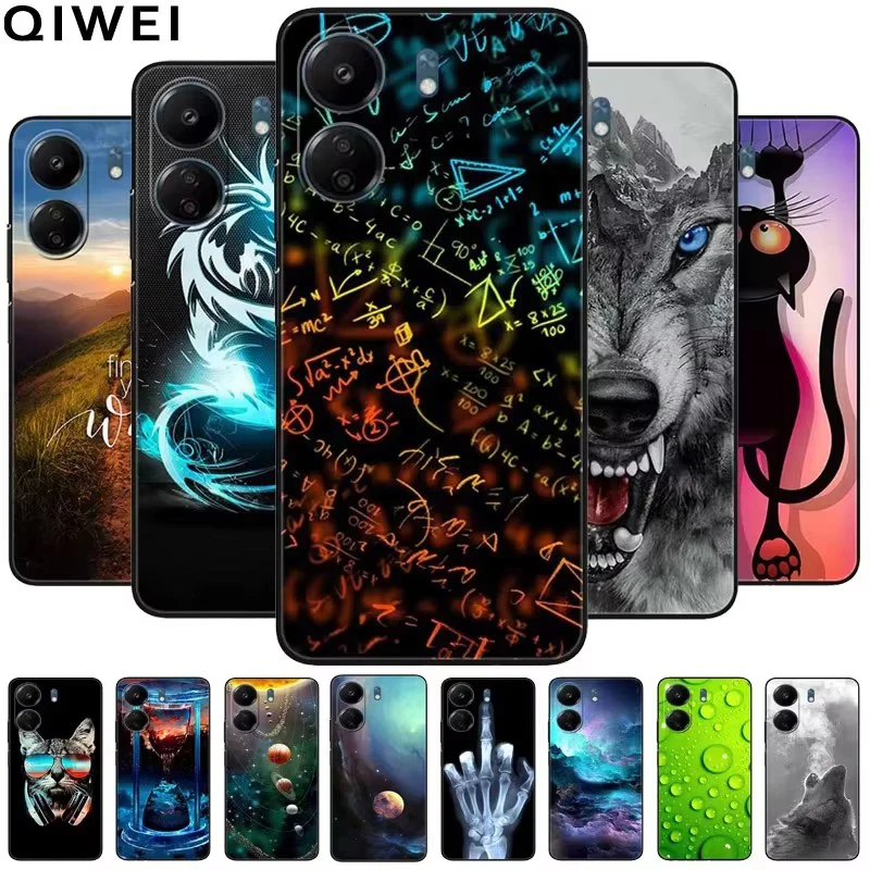 For Xiaomi Poco C65 Case Soft Silicone Cool Wolf TPU Phone Cases for C ...