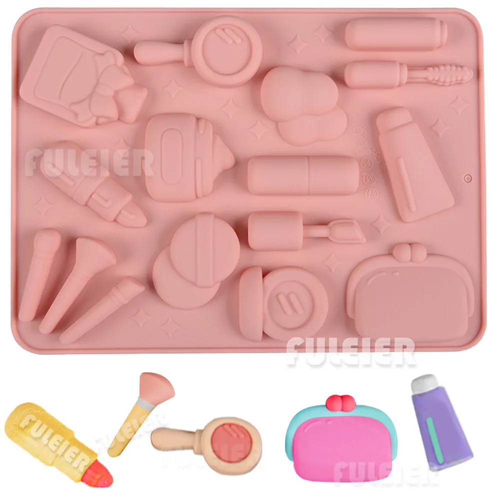 1pcs cosmetic shape silicone cake mold Ladies lipstick eyeshadow ...