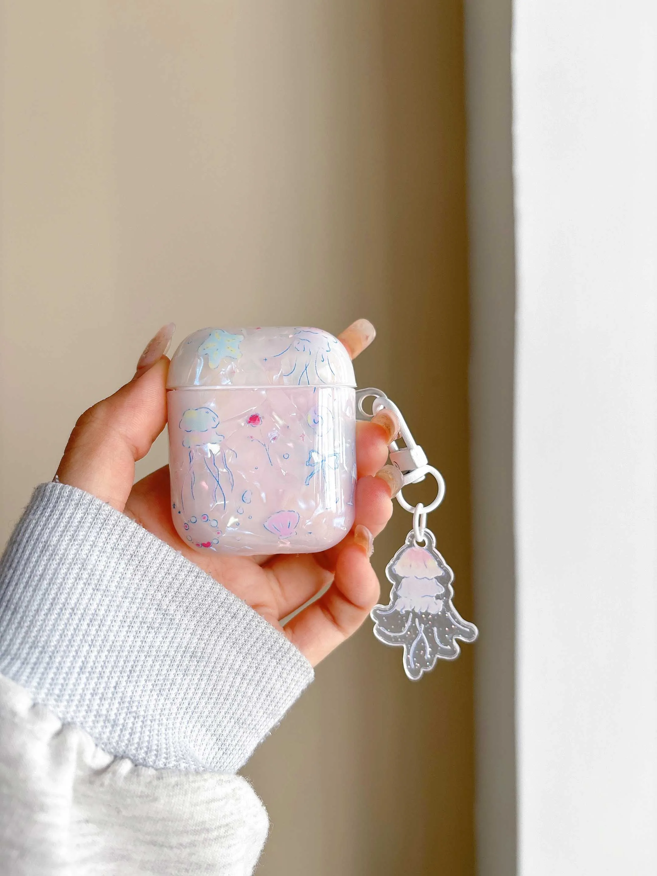 3D Jellyfish Chain Earphone Case Shell For Airpods 1 2 3 Cover ...
