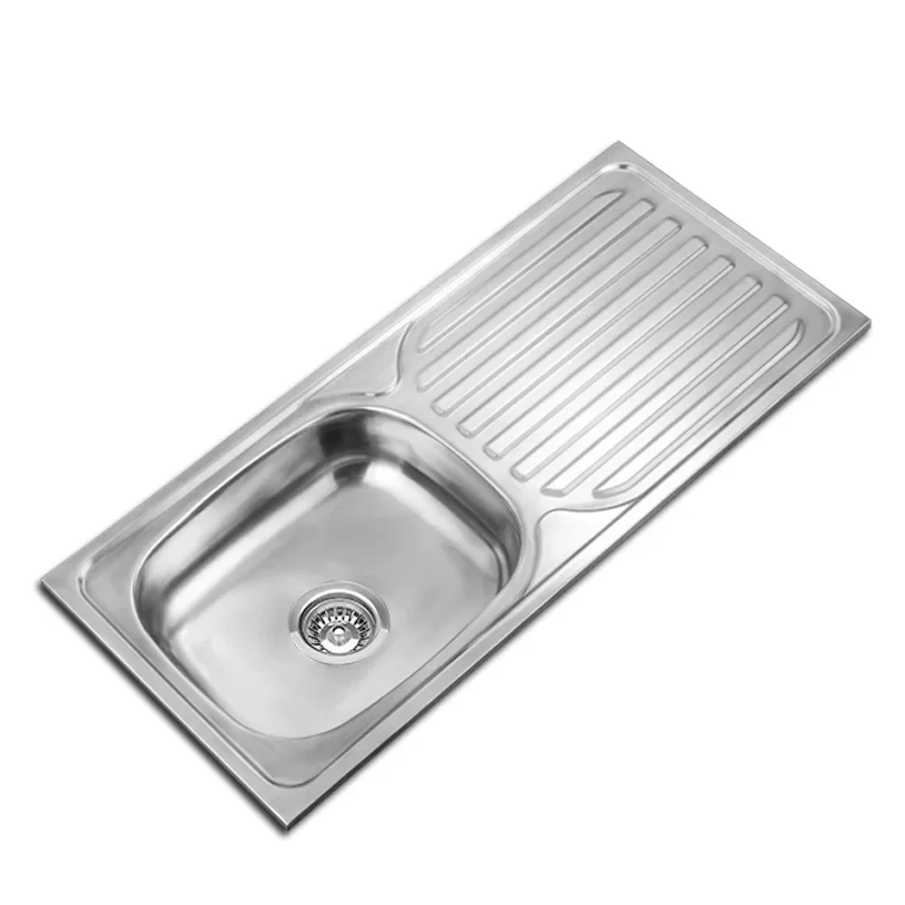Polished-Stainless-Steel-Stretch-Single-Sink-Band-Plate-Kitchen ...
