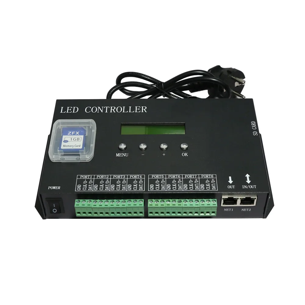 H807SA;8 ports artnet/DMX to SPI LED pixel controller;supports Madrix ...