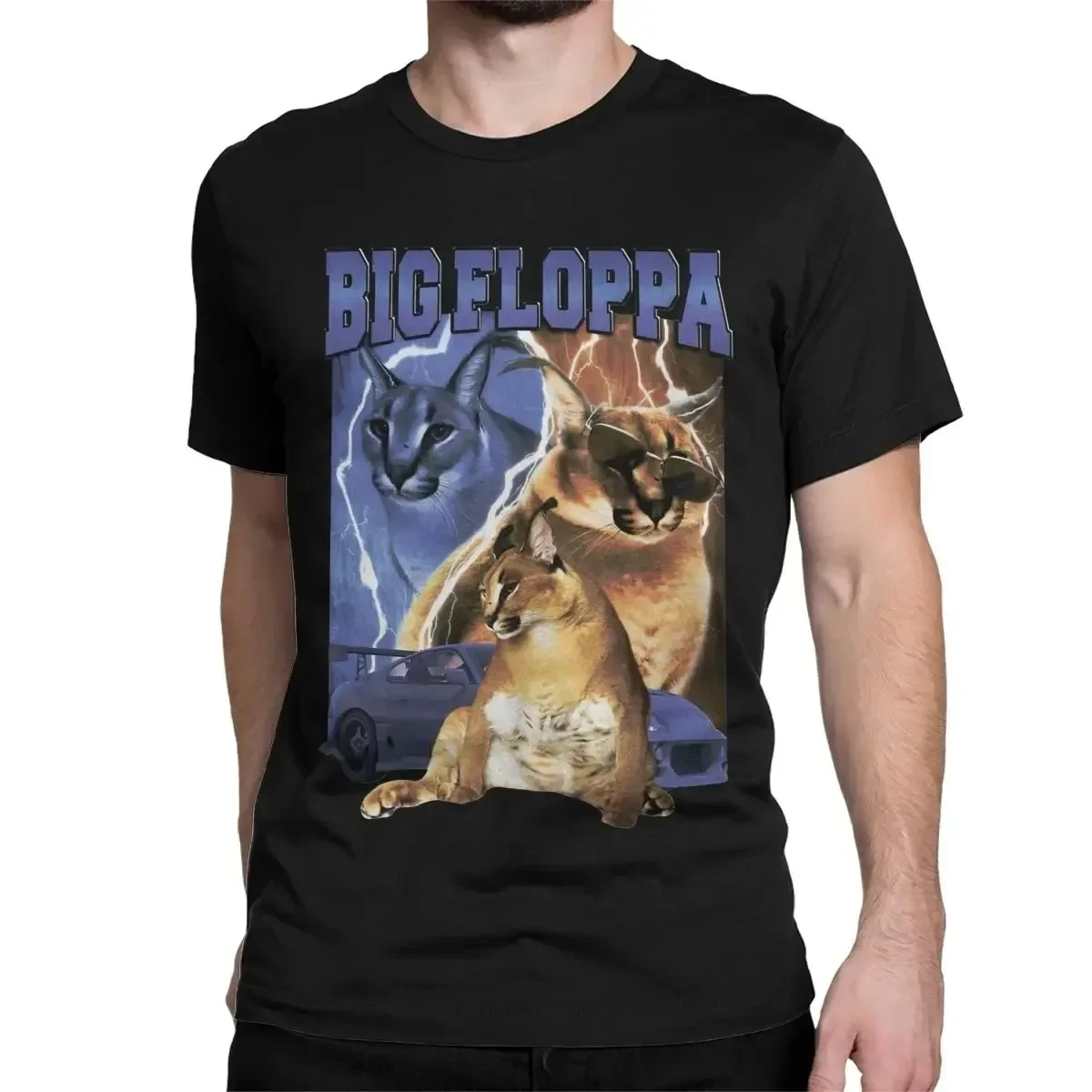 Men Women's BIG FLOPPA VINTAGE RAP Cat Meme T Shirts Big Floppa Pure ...