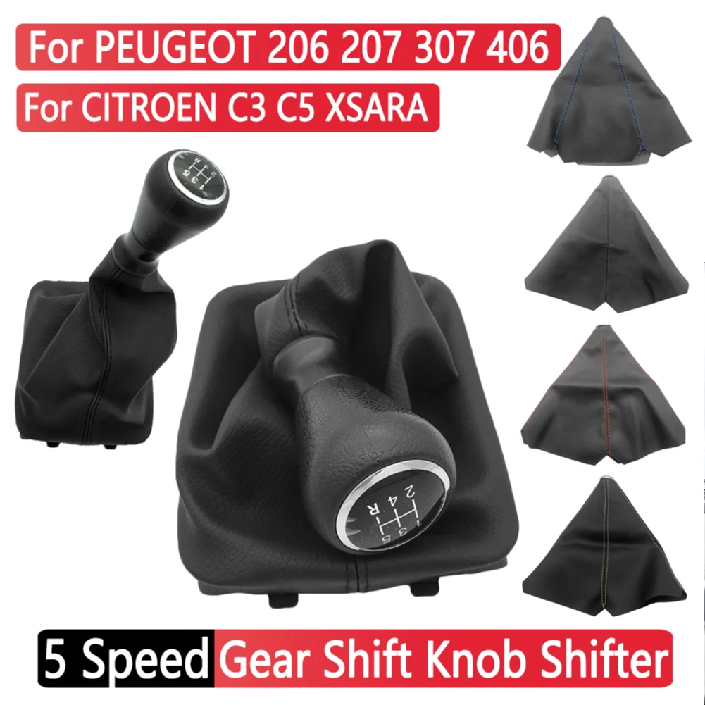 5-Speed-Gear-Shift-Knob-Shifter-Lever-Stick-Boot-Cover-ABS-Plastics ...