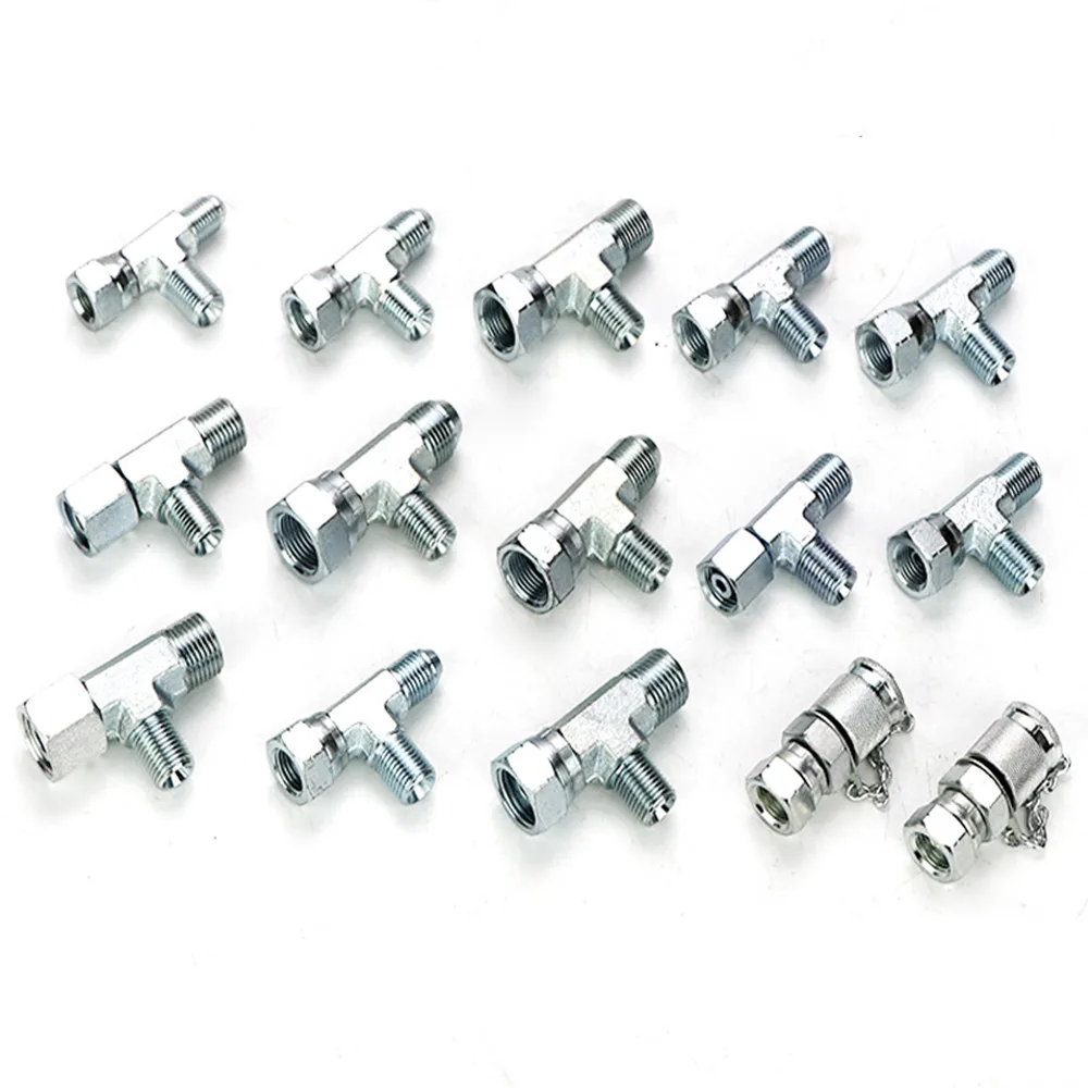 1-Year-Warranty-14pcs-Tee-Fittings-Adapter-Connector-Set-for-Hydraulic ...