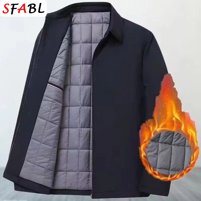 Luxury Warm Fleece Winter Jackets for Men Casual Business Office Dress ...