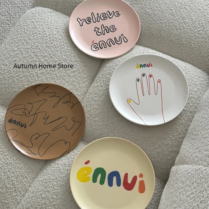 Original-Minimalist-Colorful-Letter-Lines-Ceramic-Plates-Dinner-Dessert ...