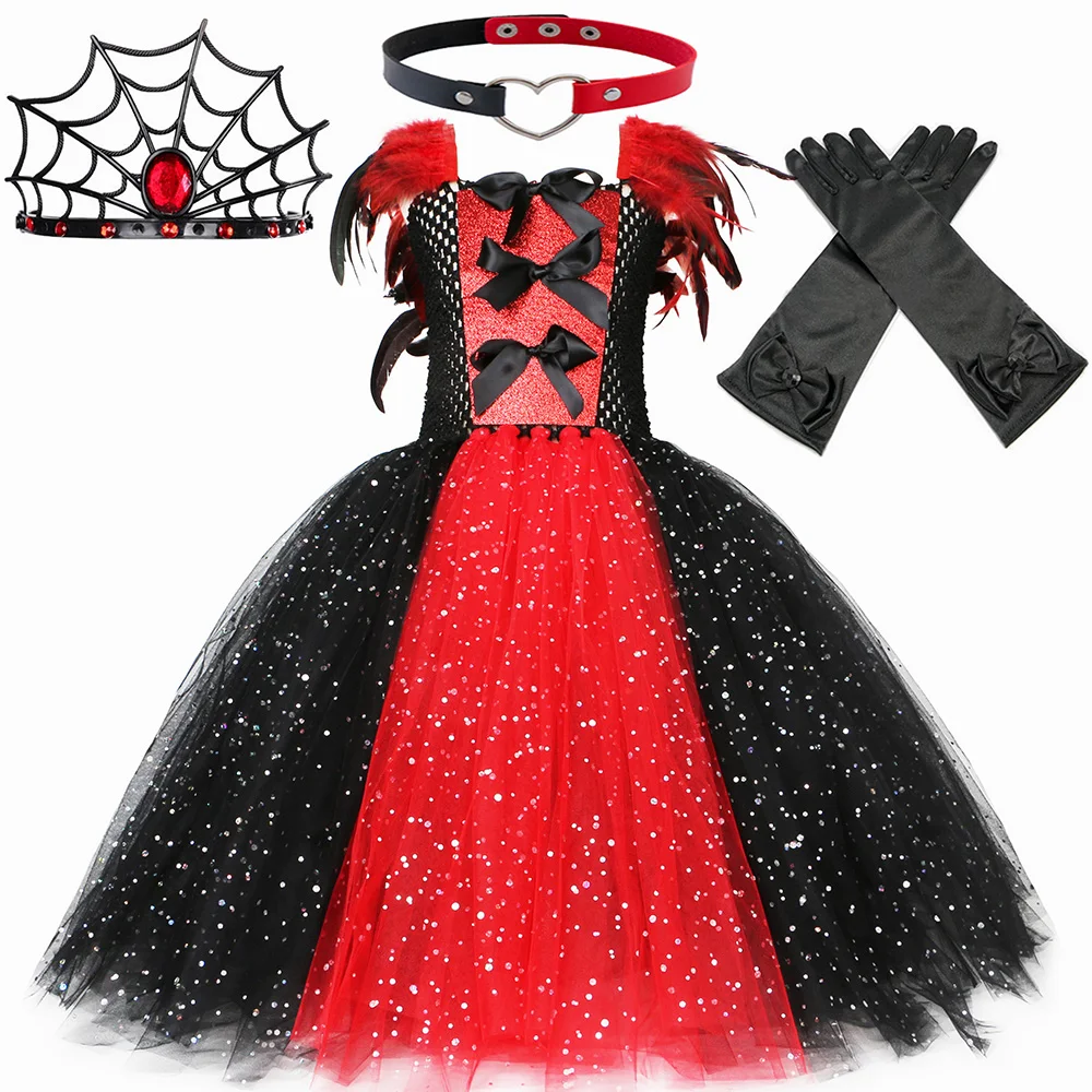 Glitter-Halloween-Vampire-Costume-for-Girls-Gothic-Clothes-Demon ...