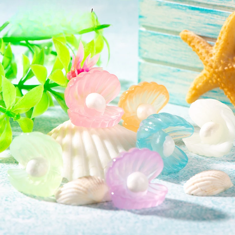 Colorful-luminous-seashell-pearl-ornaments-fish-tank-aquarium-resin ...