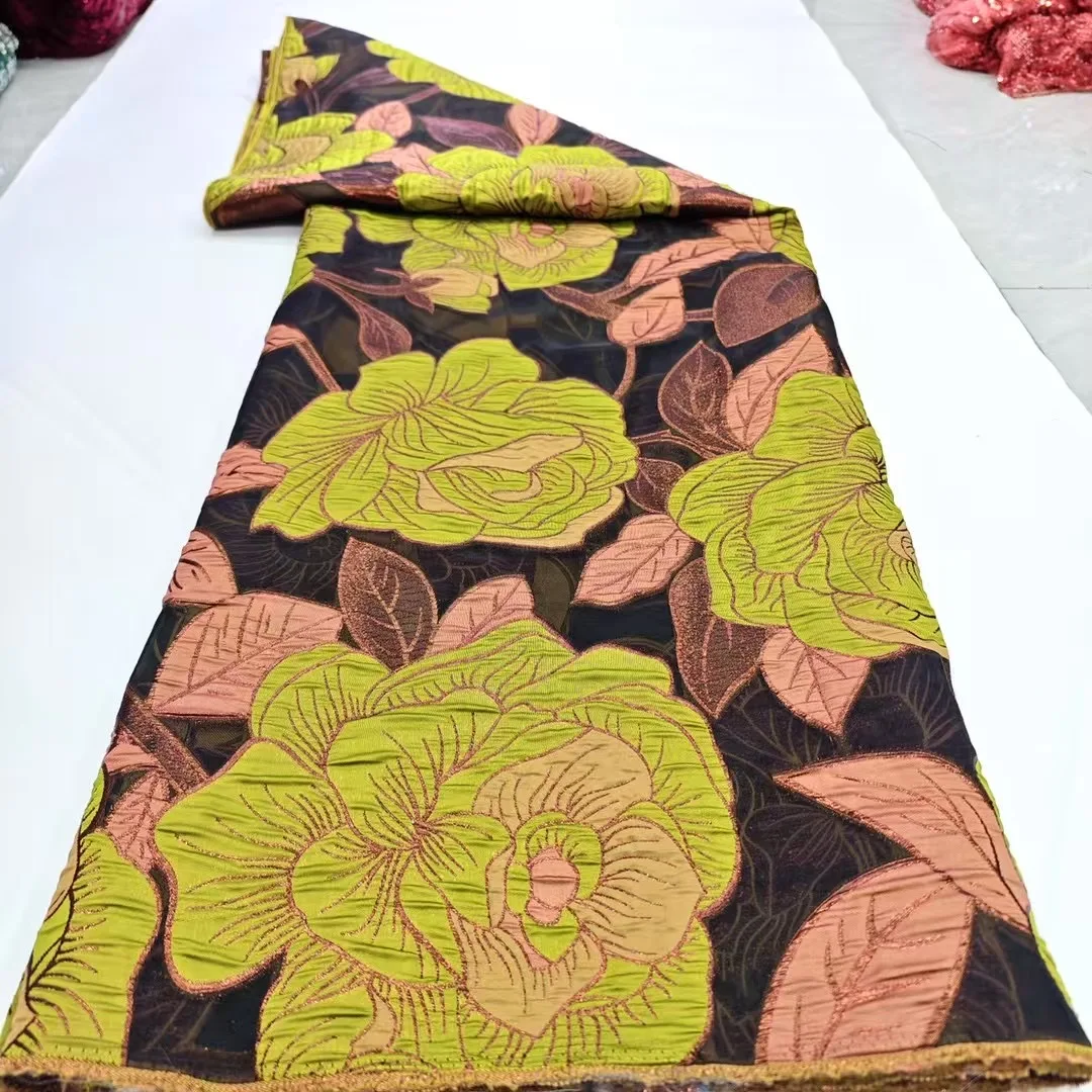 Latest 5 Yards Guinea Brocade Jacquard Fabric African Lace 2025 High ...