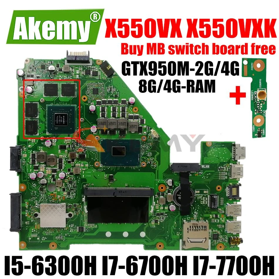 X550VX X550VXK Placa-mãe para ASUS A550V W50V X550VQ FH5900V Mainboard ...