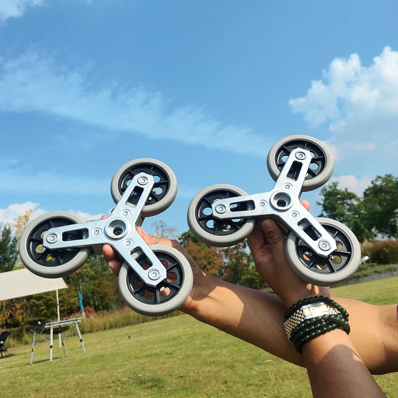 2PCS-Three-Casters-Trolley-Natural-Rubber-Wheel-Cart-Climbing-Stairs ...