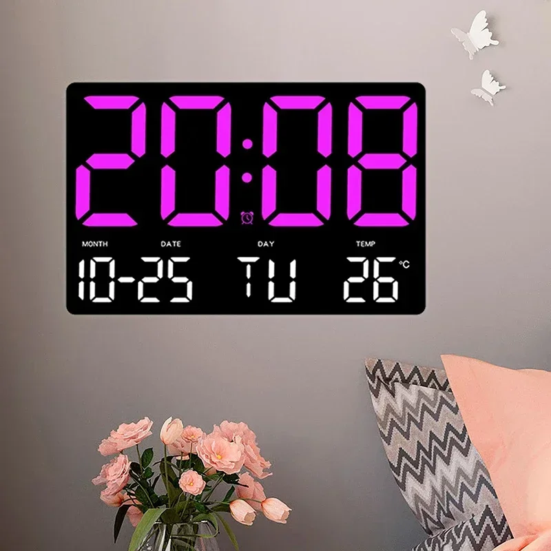 Large-Screen-LED-Digital-Clock-Date-Time-Temperature-Display-Hanging ...