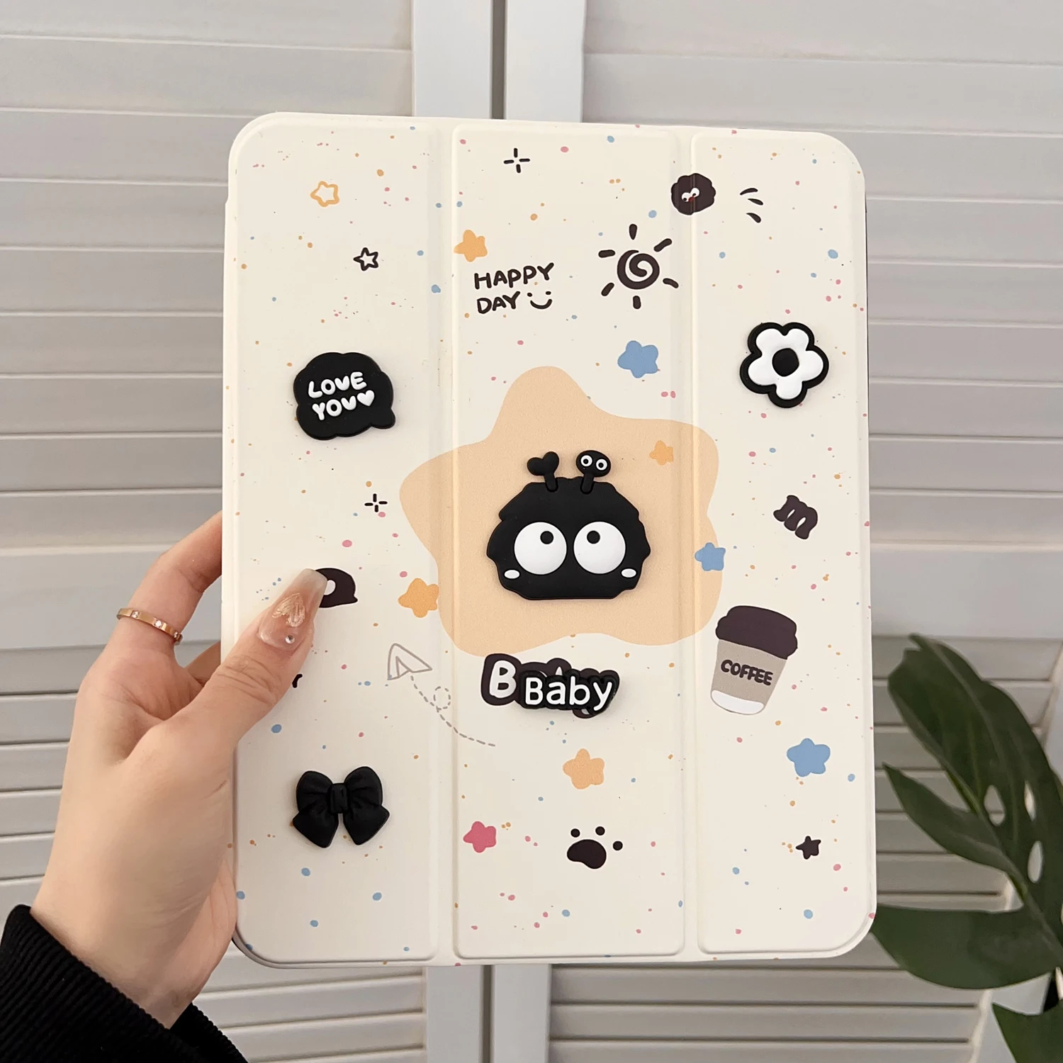 Cute 3D Cartoon Pattern Leather Tablet Cover with 3-Fold Stand for Pro ...