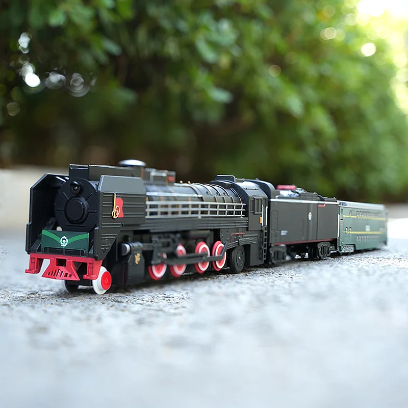 1: 87 alloy pull back retro steam train model,simulates sound and light ...