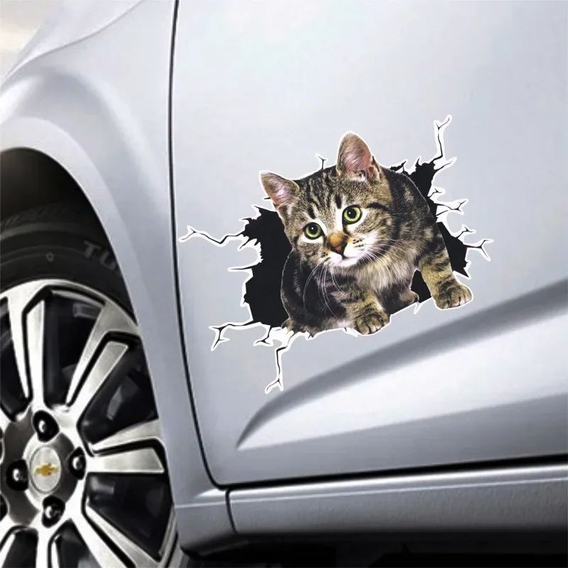 3D Simulation of Cute Cats Peeking Peering Car Sticker Creative Funny ...