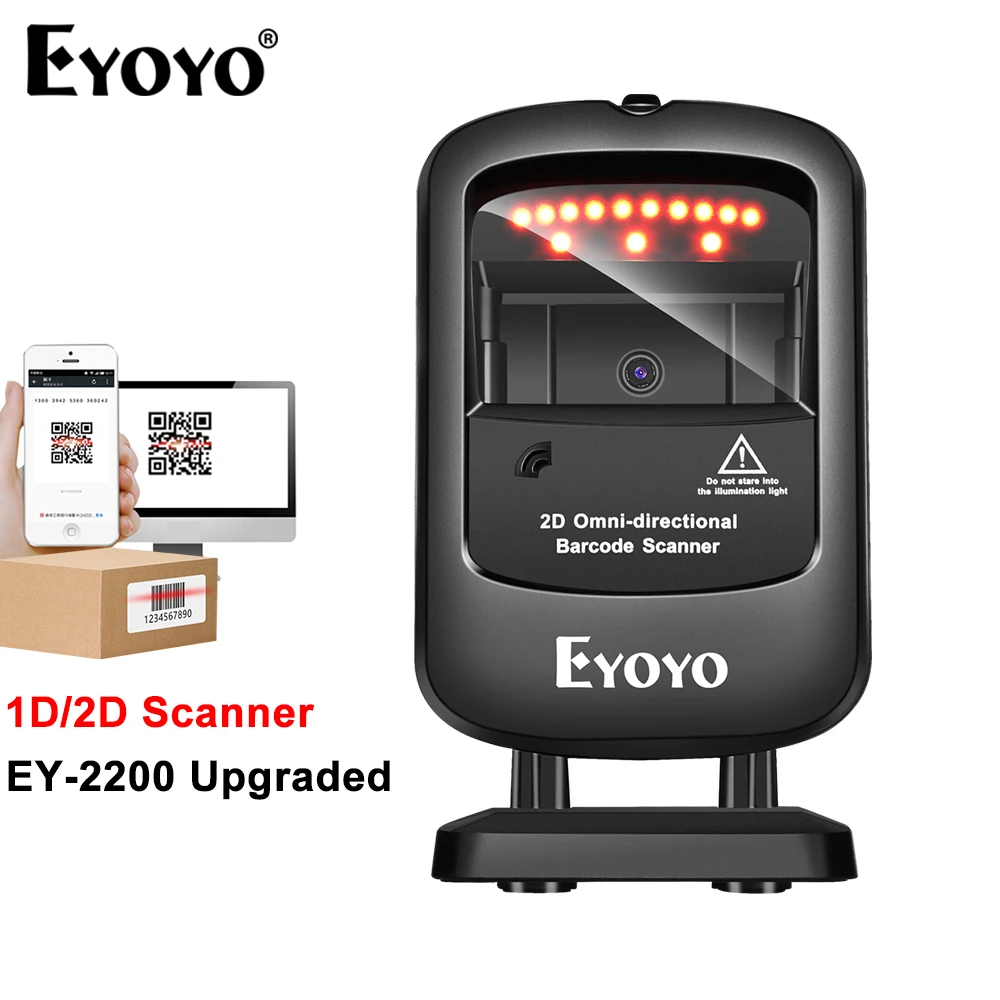 Eyoyo 2D USB 데스크탑 바코드 스캐너, 핸즈프리, 전 방향 화면 이미지, 자동 감지, QR 코드, 데이터 매트릭스 리더| | - AliExpress