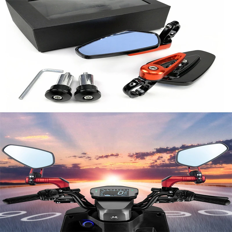 7-8-22mm-CNC-Motorcycle-Rearview-Mirrors-Universal-Clear-Glass-Scooter ...