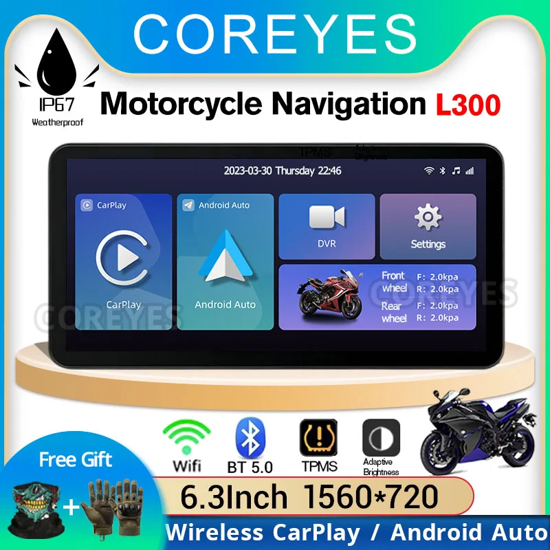 COREYES-L300-Motorcycle-Screen-Carplay-Moto-Navigation-Waterproof ...