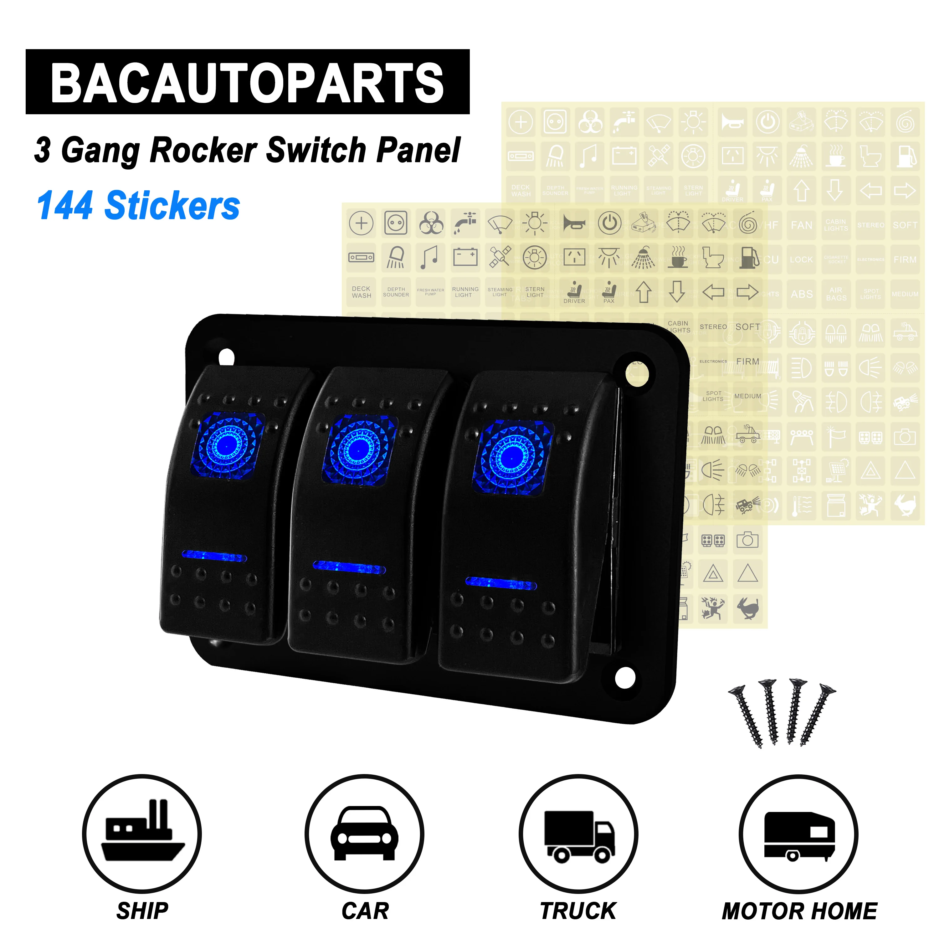3-Gang-Blue-Led-Rocker-Switch-Aluminum-Panel-With-Sticker-DC-12V-24V ...