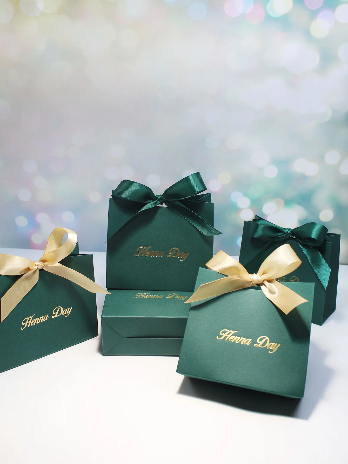 Luxurious-Henna-Day-Dark-Green-Gift-Boxes-with-Golden-Ribbons-Ideal-for ...
