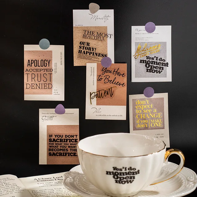 30pcs English Poem Series Decorative PVC Stickers Retro Text Material ...