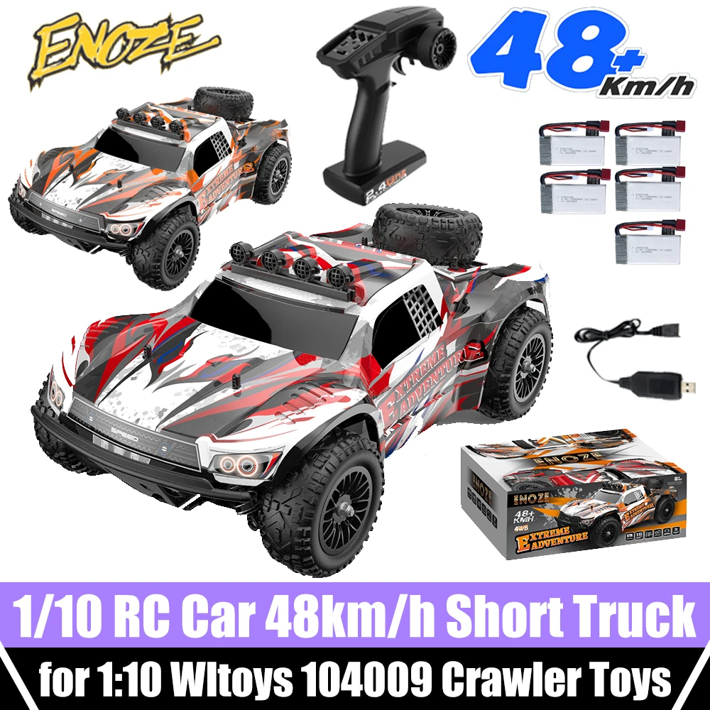 ENOZE 1/10 RC 자동차 48 km/h 고속 540 모터 4WD 전기 원격 제어 오프로드 짧은 트럭 1:10 자동차 ...