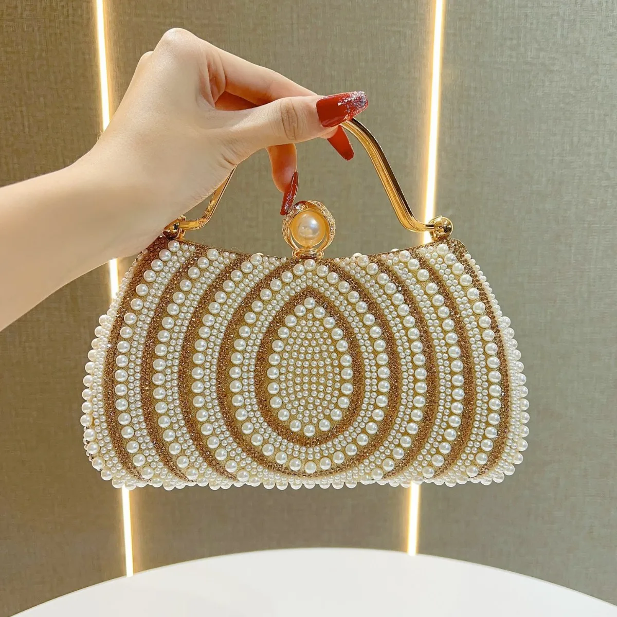 Luxury Pearl Rhinestone Evening Clutch Women’s Diamond Banquet Purse ...