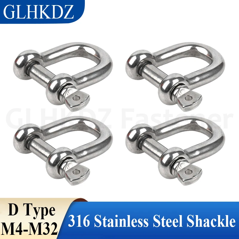 M4-M32 316 Stainless Steel D Shackle Wire Rope Lifting Shackle Load ...