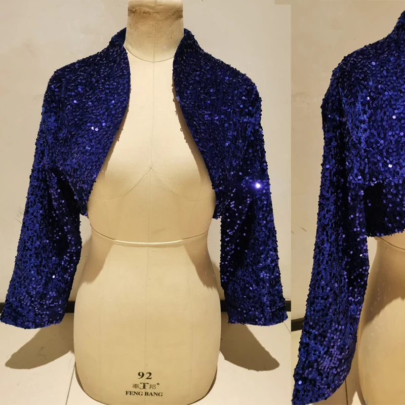 Royal-Blue-Wedding-Jacket-Bling-Bling-Sequined-Prom-Bolero-Party-Coat-3 ...