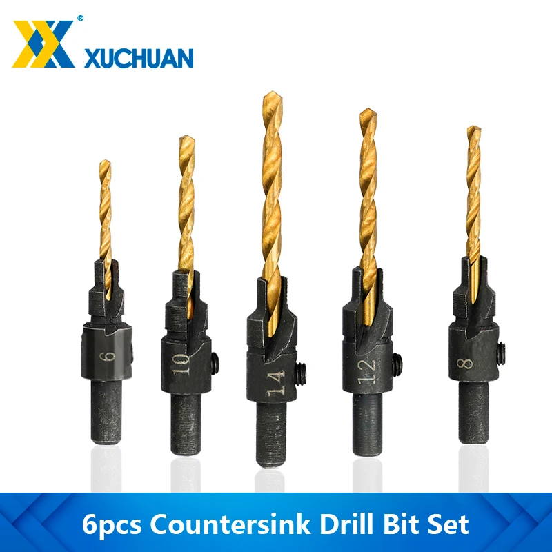 Woodworking-Drill-Hex-Shank-2-Flute-Carpentry-Drill-Bits-Countersink ...