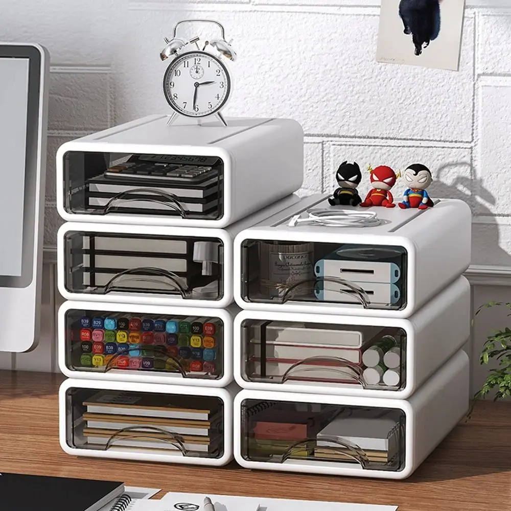 Plastic-Storage-Drawers-Large-Anti-slip-Document-Sundries-Holder-White ...