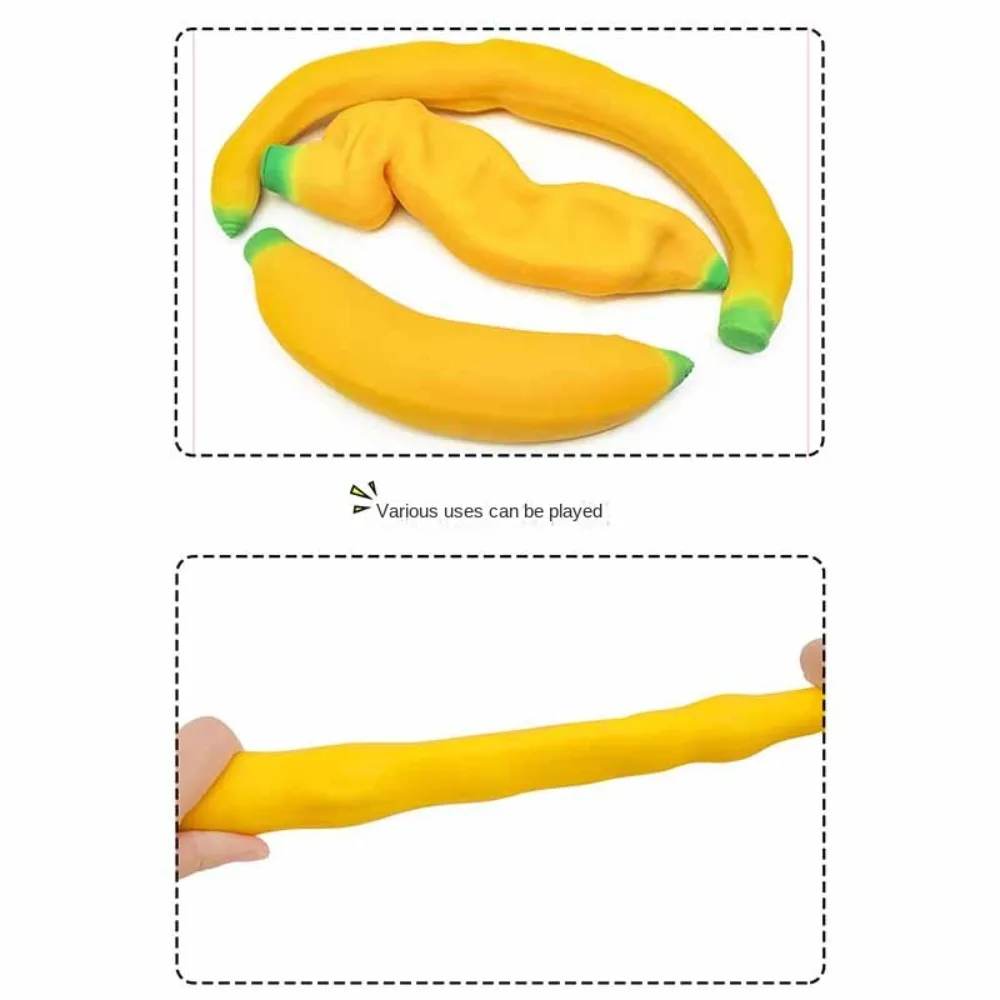 Squeeze Stretchy Banana Sensory Toy New Yellow Gluesand Filled Fidget ...