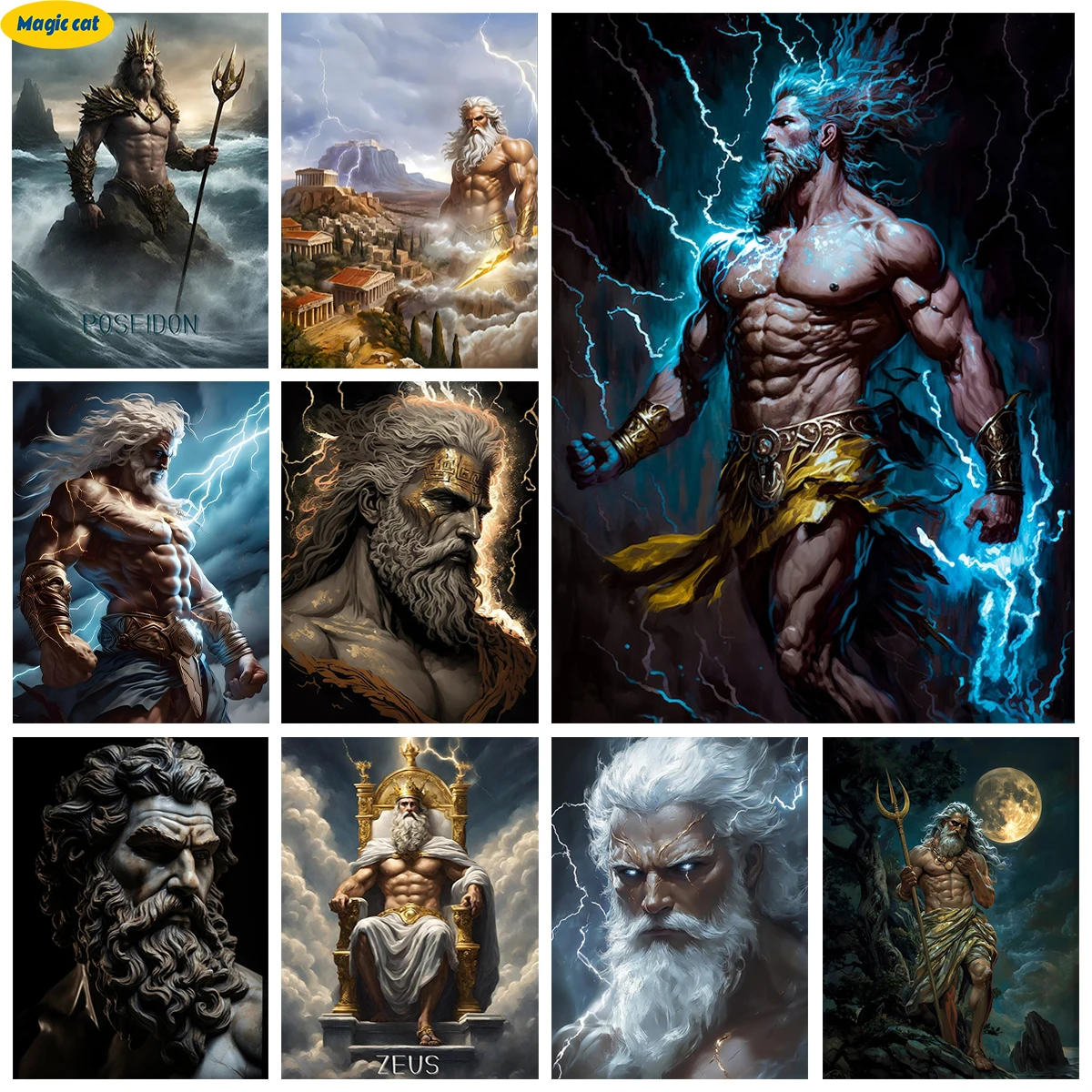 Zeus Portrait Diamond Painting Greek God Pictures Diamond Embroidery ...