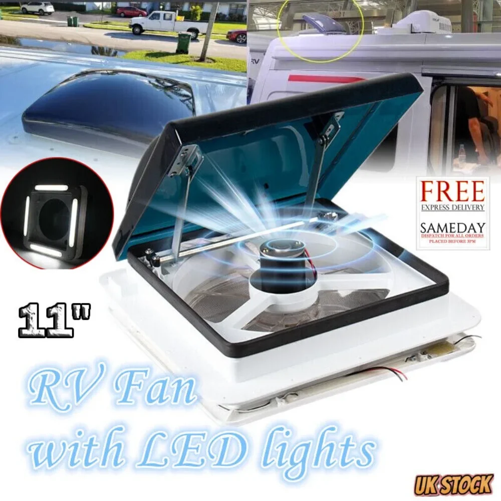 11-12V-Roof-Vent-Fan-Camper-Van-Motorhome-Caravan-Skylight-With-LED ...
