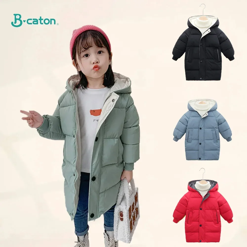 Children-Down-Coat-Mid-length-Long-Sleeve-Boys-Girls-Puffer-Down ...
