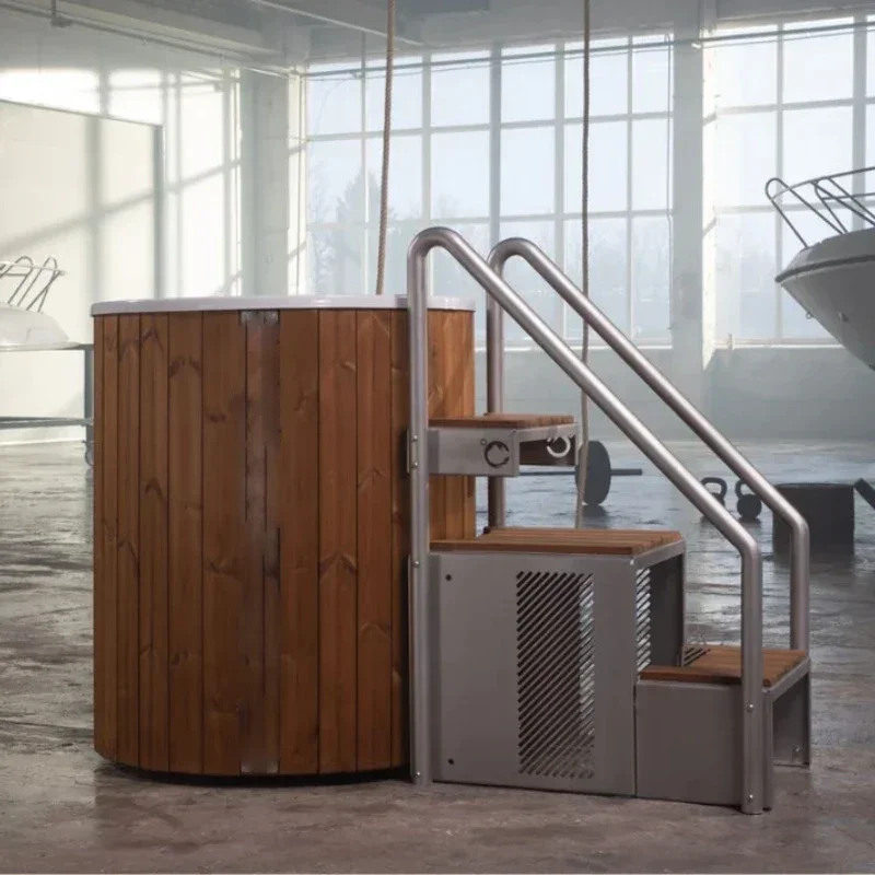New-Design-Wooden-Cold-Tub-Ice-Bath-Plunge-Bucket-With-Cover-and-Ladder ...