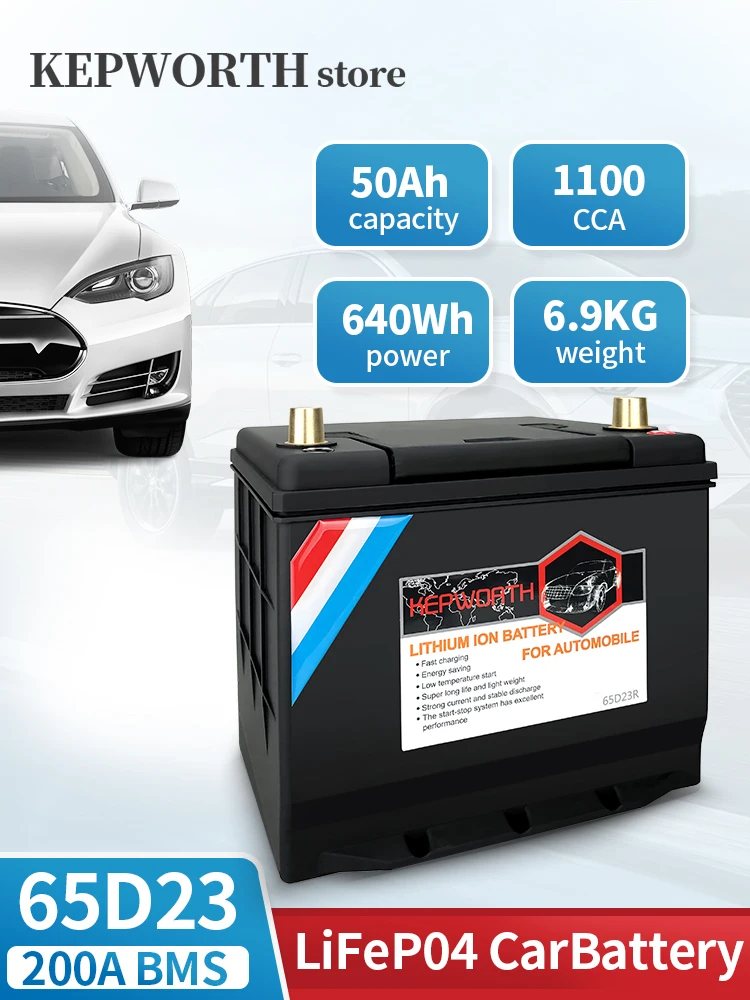 KEPWORTH 65D23L/R 12V 40Ah 자동차 스타트-스톱 리튬 배터리 LiFePO4 자동차 배터리 자동차 버스 SUV ...