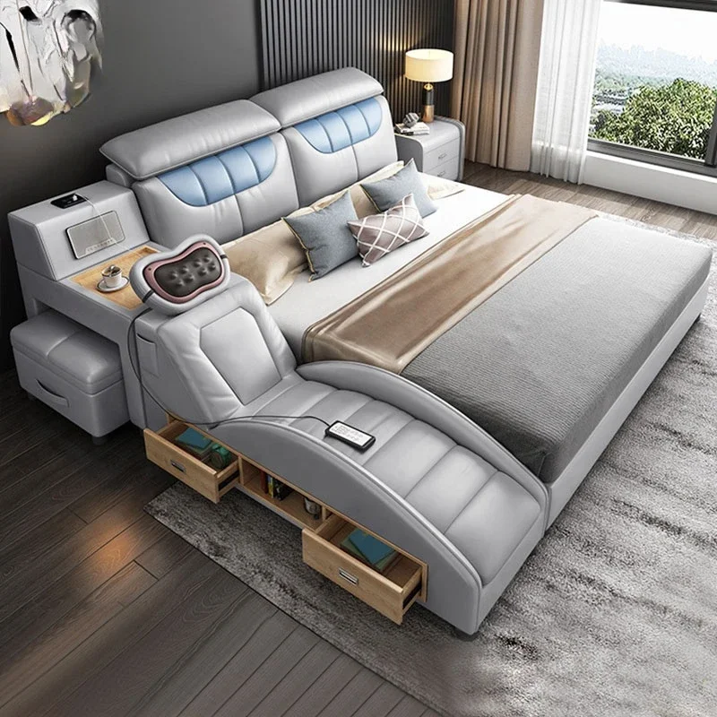 Lit-double-en-cuir-multifonction-lit-de-mariage-personnalis-massage ...