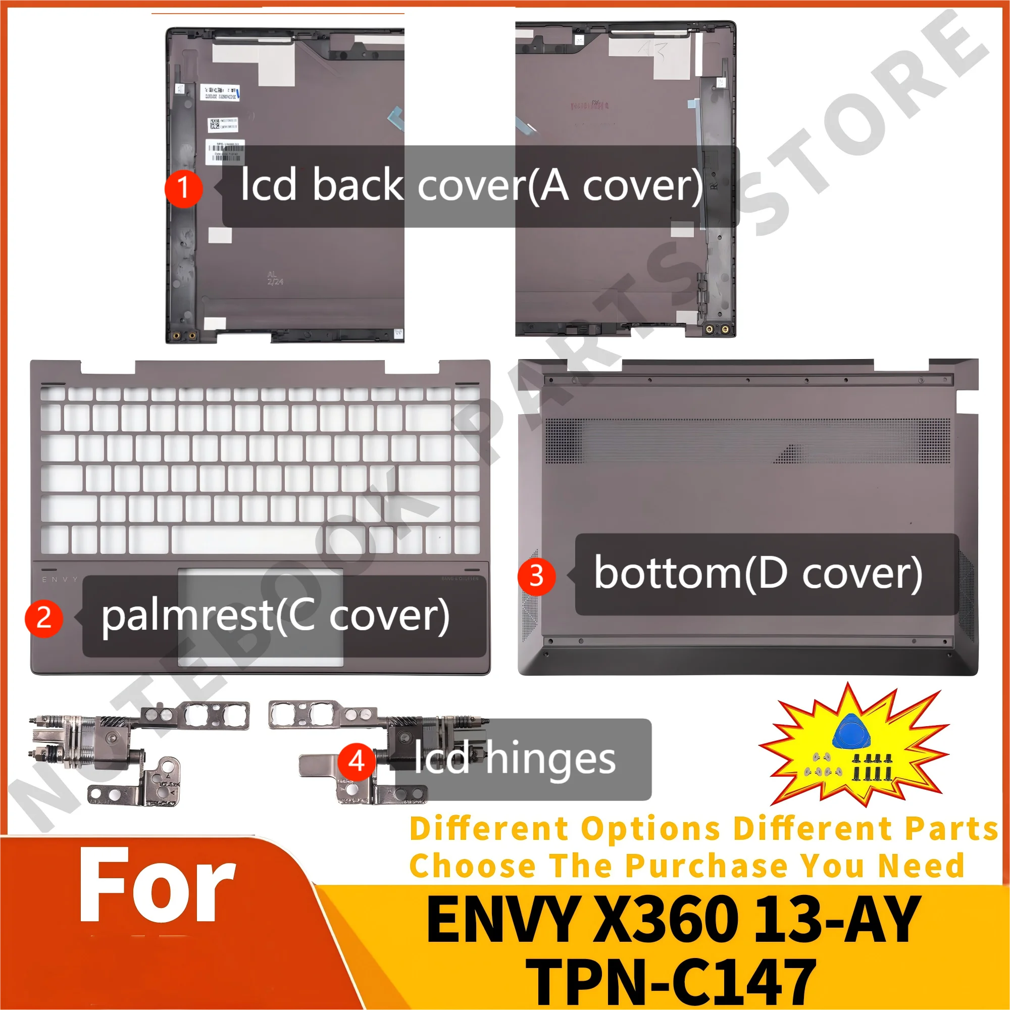 New Origin Covers For ENVY X360 13-AY 13z-ay TPN-C147 LCD Back Cover ...