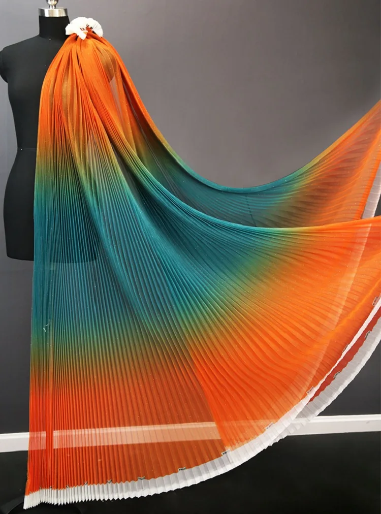 Gradient-Color-Pleated-Mesh-Fabric-By-The-Meter-Soft-Pleat-Fabrics-For ...