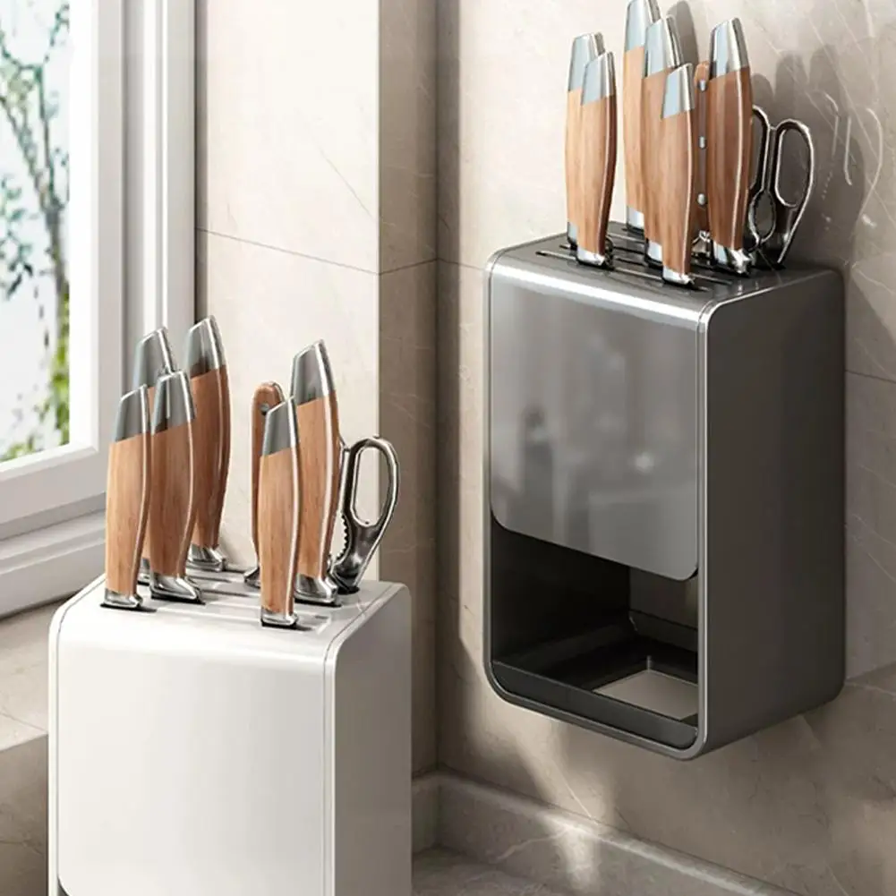 Kitchen-Knife-Rack-Gun-Gray-Storage-Rack-Countertop-Mounted-Knife ...