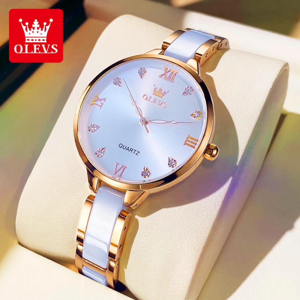 OLEVS Women's Watche Waterproof Ceramic Genuine Quartz Watch High ...