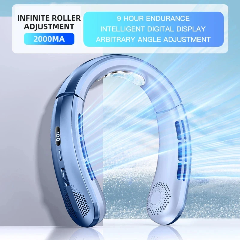 New-Portable-Hanging-Neck-Fan-Bladeless-Neckband-Fan-Digital-Display ...
