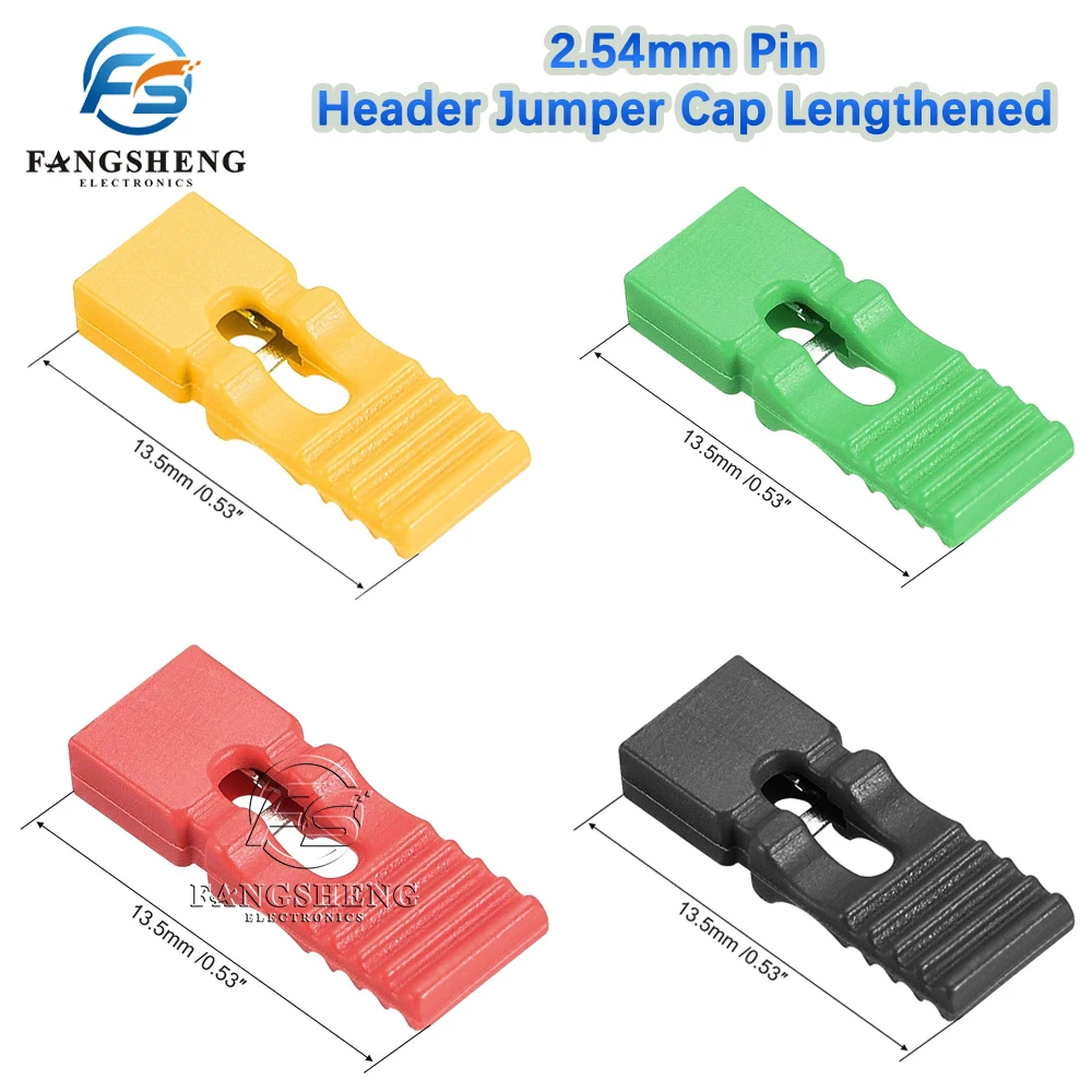 100PCS Jumper Cap 2.54mm Pitch Pin Header Connector Long Type Jumper ...