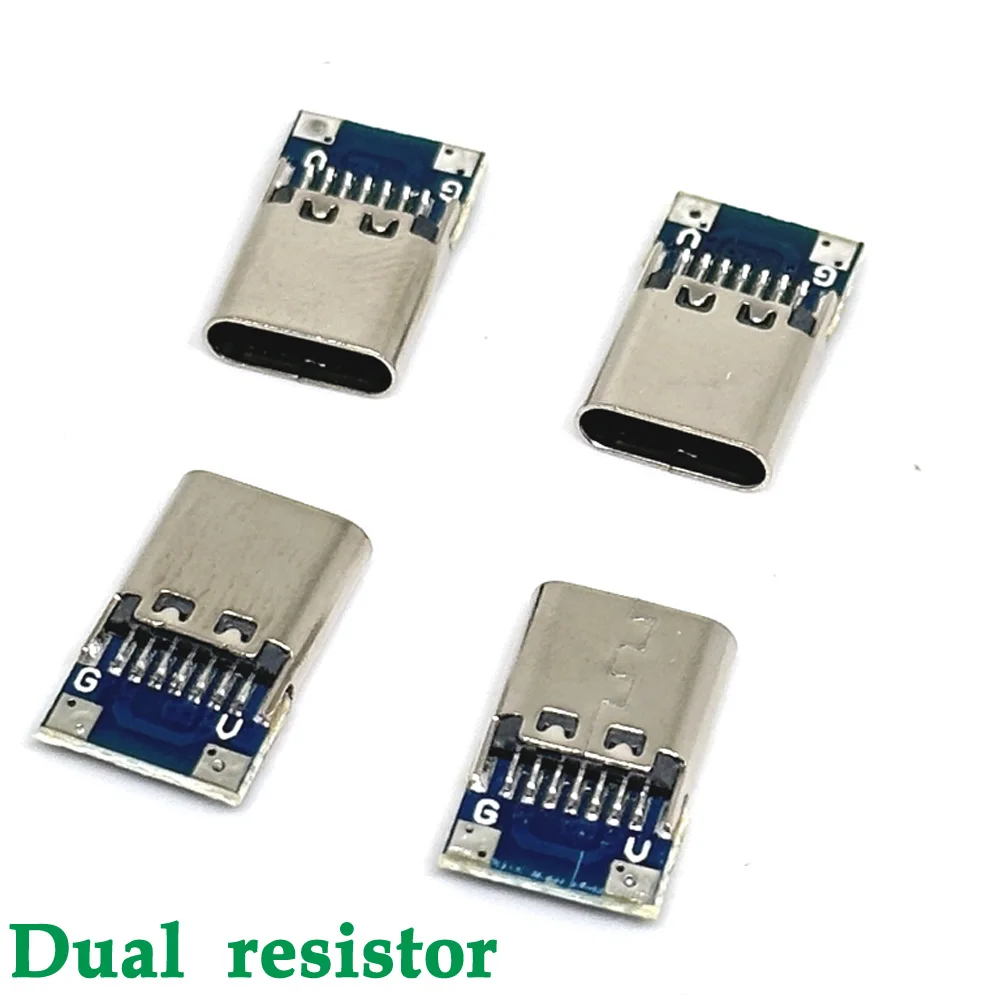 USB-3-1-Tipo-C-Conectores-F-mea-Jack-Cauda-Resistor-Duplo-Terminais-el ...