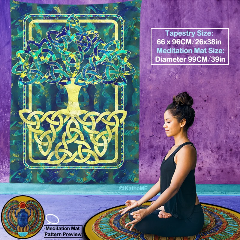 Sacred Celtic Knot Tree Of Life Tapestry Wall Hanging Pagan Altar Cloth ...