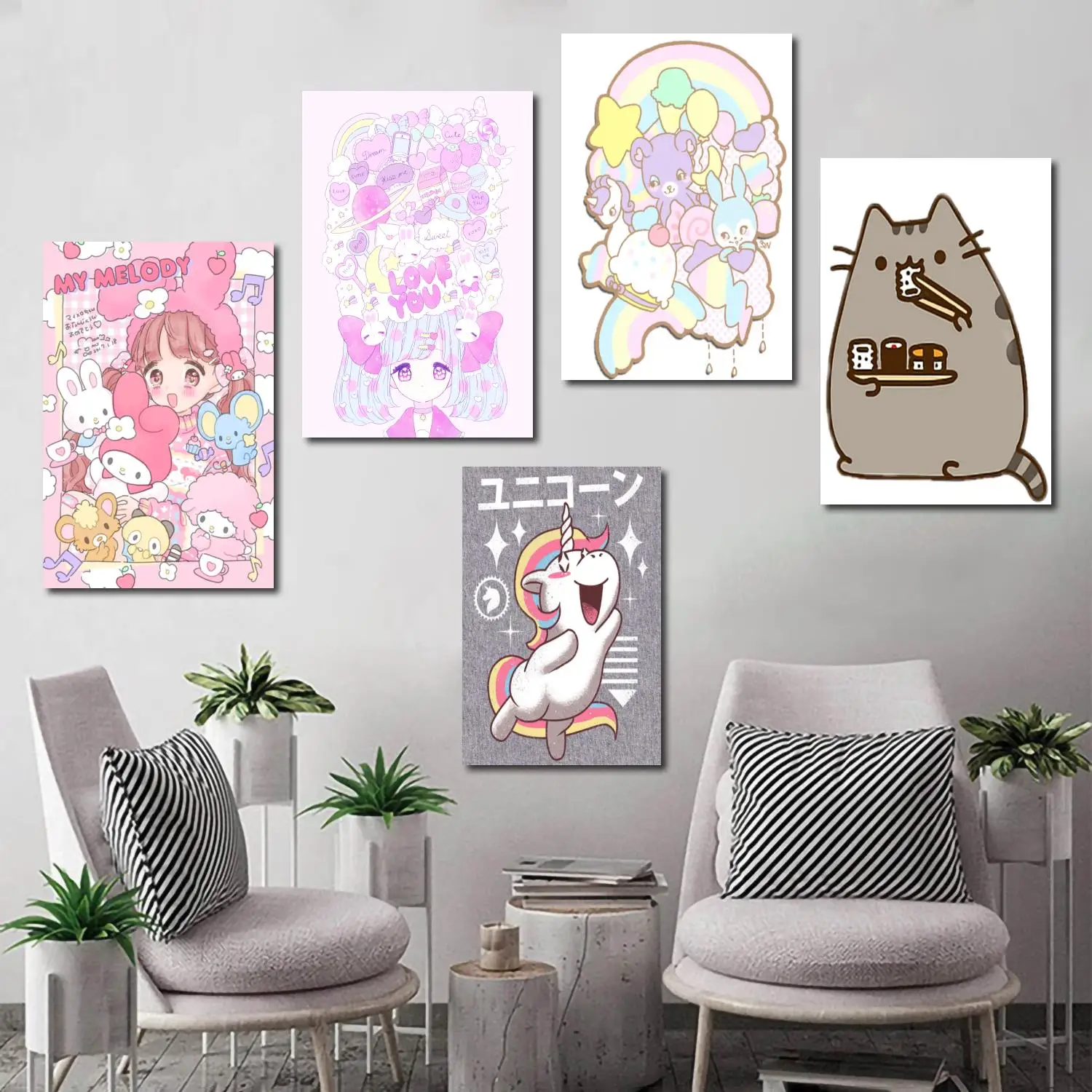 kawaii-poster-Decorative-Painting-24x36-Canvas-Poster-Wall-Art-Living ...