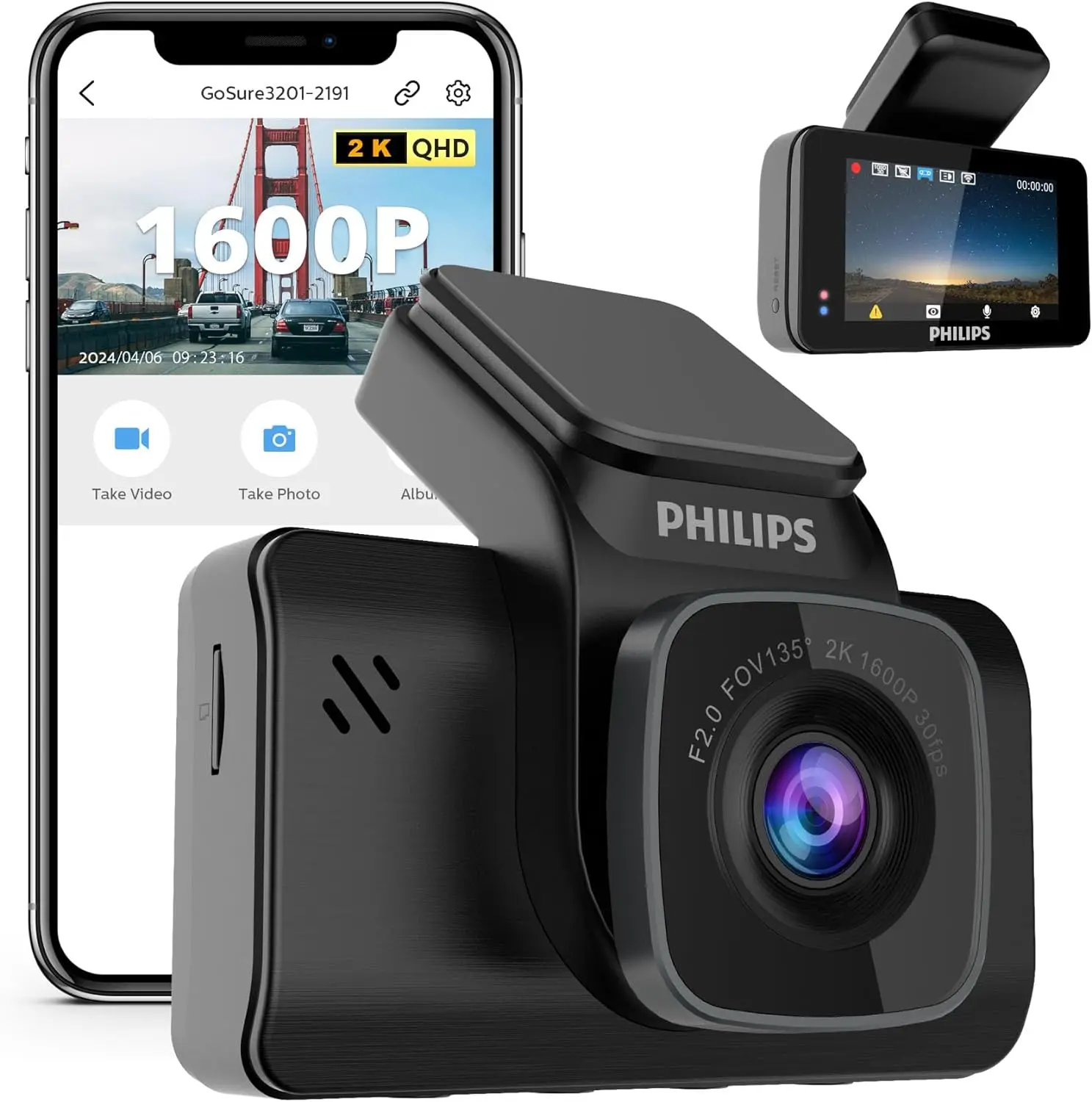 philips-Front-WiFi-Car-1600P-HD-Driver-Video-Recorder-USB-Car-DVR ...